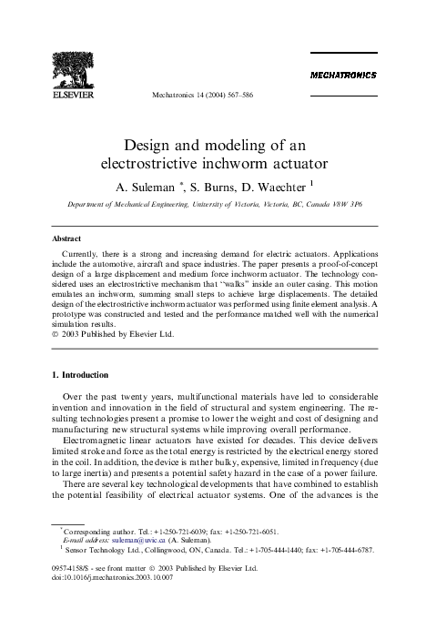 (PDF) Design and modeling of an electrostrictive inchworm actuator