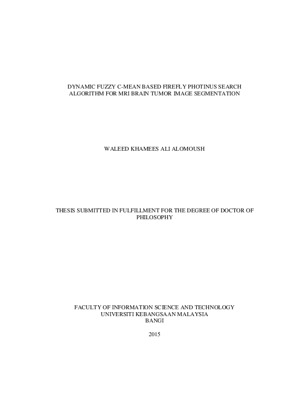 Pdf Dynamic Fuzzy C Mean Based Firefly Photinus Search Algorithm For