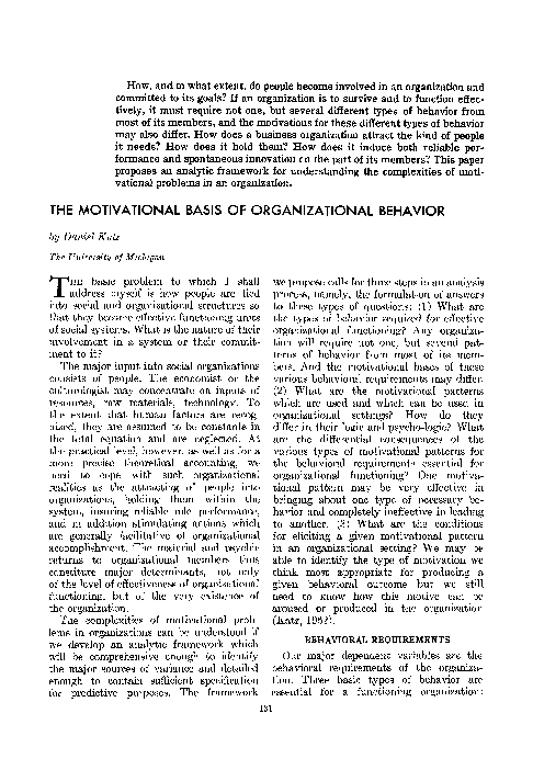 (PDF) THE MOTIVATIONAL BASIS OF ORGANIZATIONAL BEHAVIOR