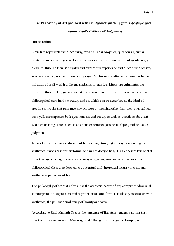 (DOC) The Philosophy of Art and Aesthetics in Rabindranath Tagore's ...