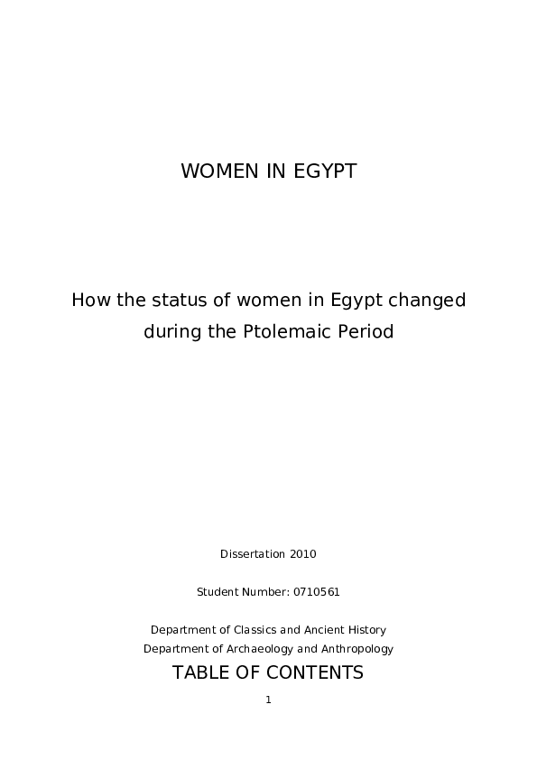 (DOC) Women in Egypt - how the status of women in Egypt changed during ...