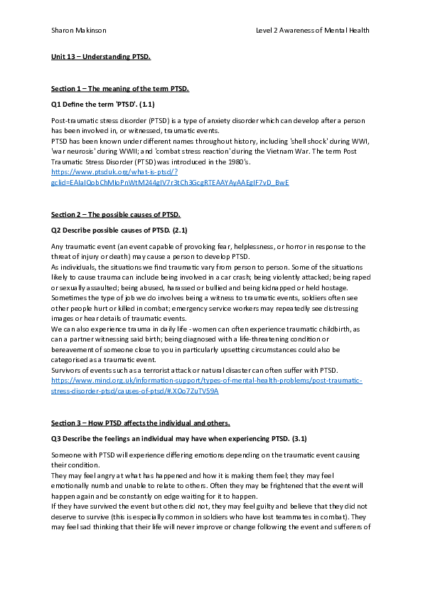 (DOC) CACHE Level 2 Cert in Awareness of Mental Health Problems Unit 13 ...