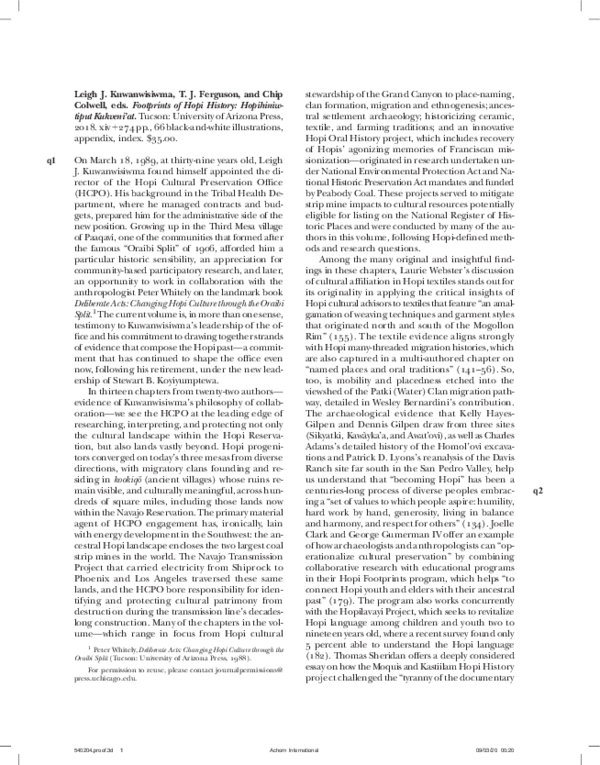 (PDF) Footprints of Hopi History: (Review Essay)