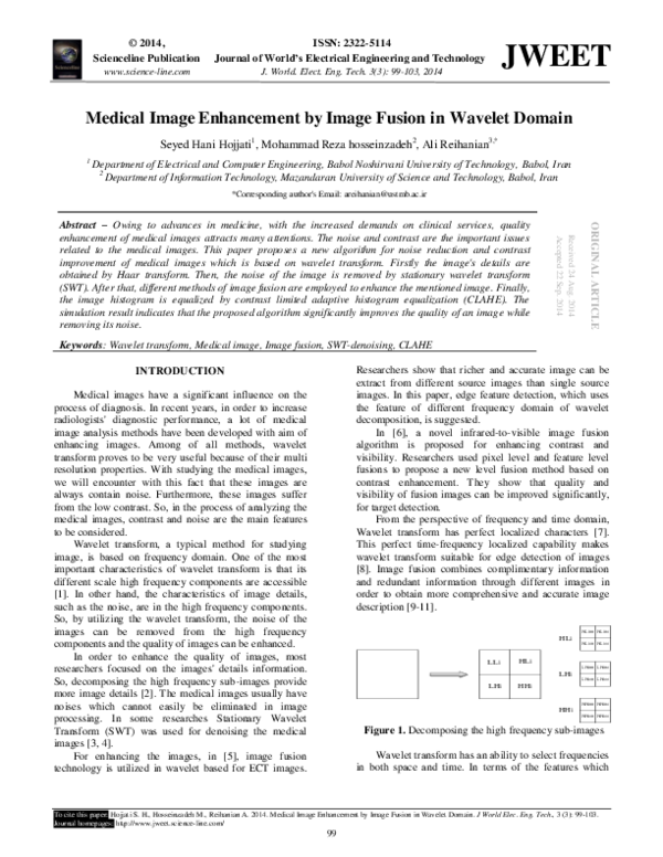 (PDF) Medical Image Enhancement by Image Fusion in Wavelet Domain