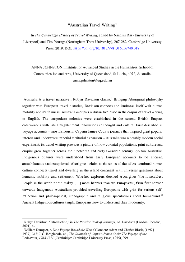 (PDF) Australian Travel Writing.