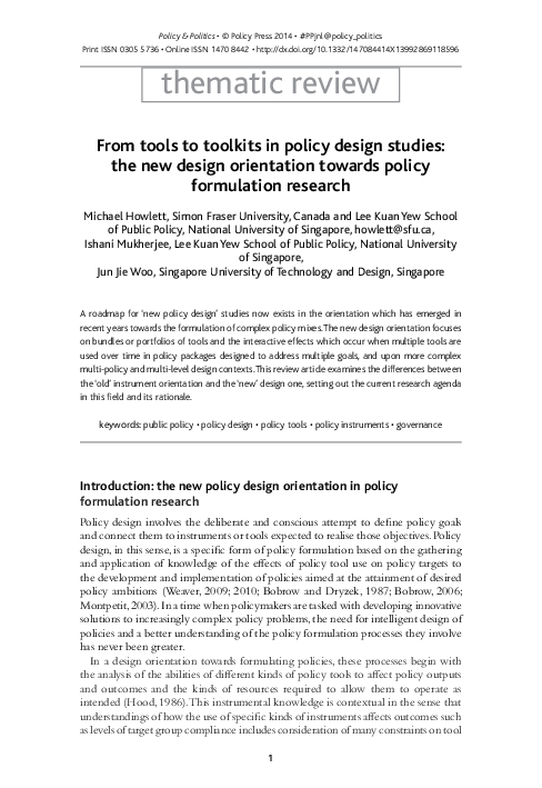 (PDF) thematic review From tools to toolkits in policy design studies ...
