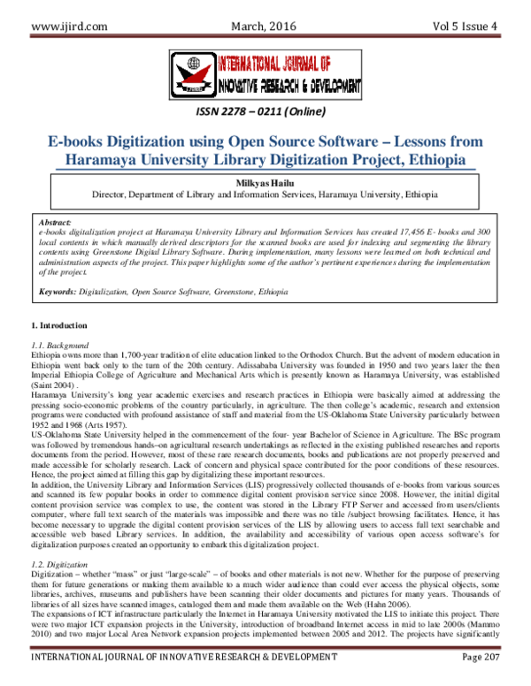 (PDF) E-books Digitization using Open Source Software -Lessons from ...