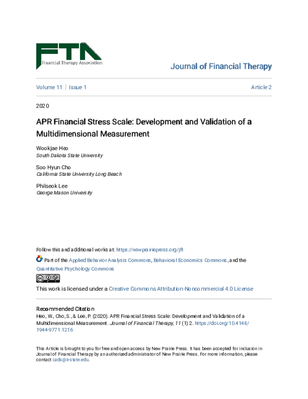 (PDF) APR Financial Stress Scale: Development and Validation of a Multidimensional Measurement