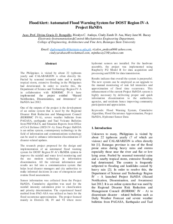 (PDF) FloodAlert: Automated Flood Warning System for DOST Region IV-A ...