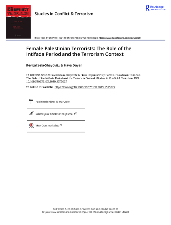 (PDF) Female Palestinian Terrorists: The Role of the Intifada Period and the Terrorism Context ...
