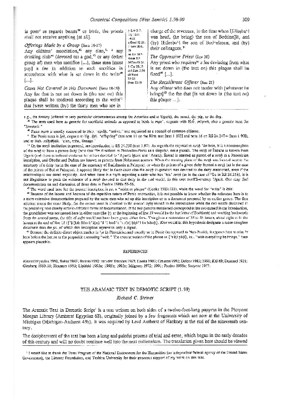 (PDF) Richard C. Steiner, “The Aramaic Text in Demotic Script,” in ...