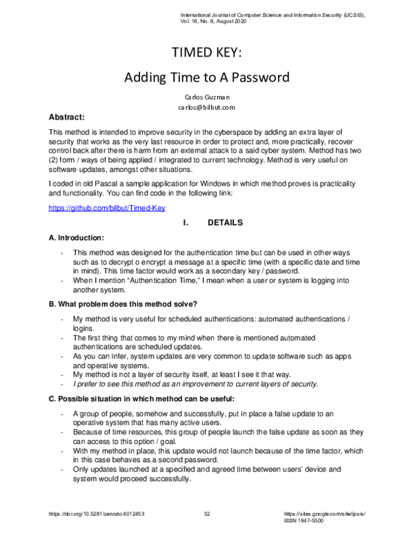 (PDF) TIMED KEY: Adding Time to A Password