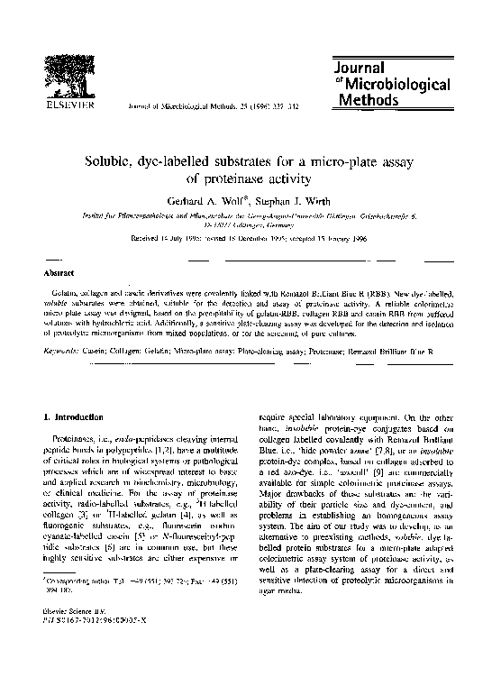 (PDF) Soluble, dye-labelled substrates for a micro-plate assay of ...