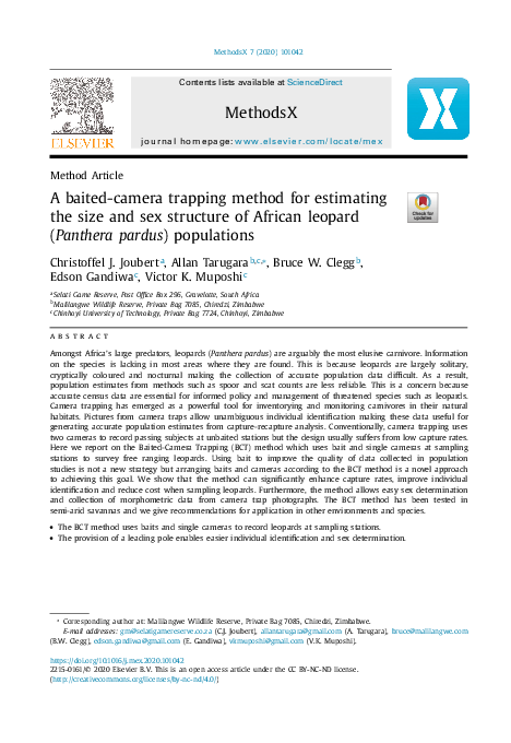 Pdf A Baited Camera Trapping Method For Estimating The Size And Sex Structure Of African