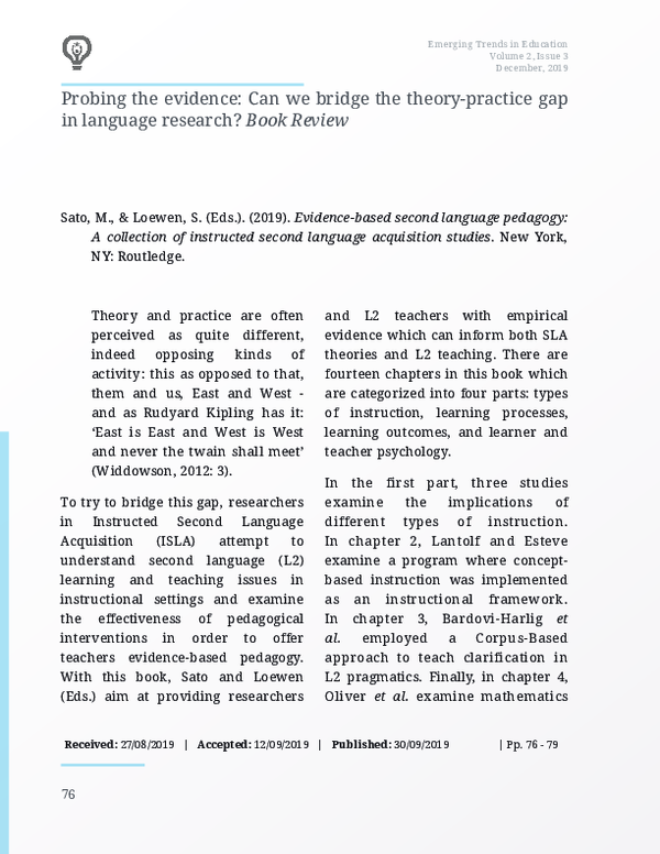 (PDF) Probing the evidence: Can we bridge the theory-practice gap in ...
