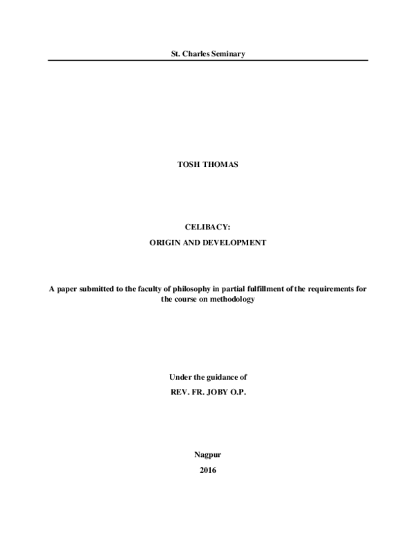 (PDF) CELIBACY: ORIGIN AND DEVELOPMENT