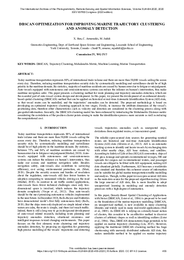 (PDF) DBSCAN OPTIMIZATION FOR IMPROVING MARINE TRAJECTORY CLUSTERING AND ANOMALY DETECTION