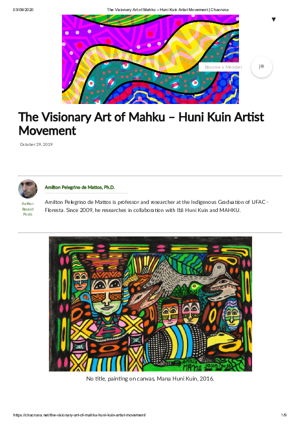 (PDF) The Visionary Art of Mahku – Huni Kuin Artist Movement