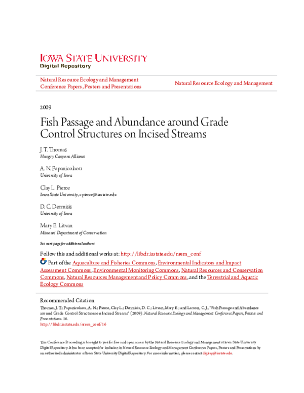 (PDF) Fish Passage and Abundance around Grade Control Structures on ...