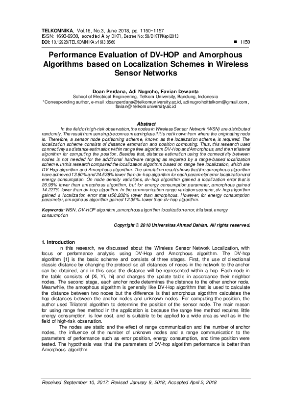 (PDF) Performance Evaluation of DV-HOP and Amorphous Algorithms based on Localization Schemes in ...