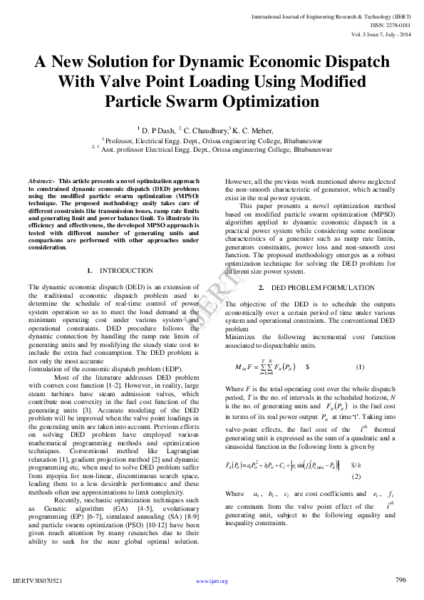 (PDF) IJERT-A New Solution for Dynamic Economic Dispatch With Valve Point Loading Using Modified ...