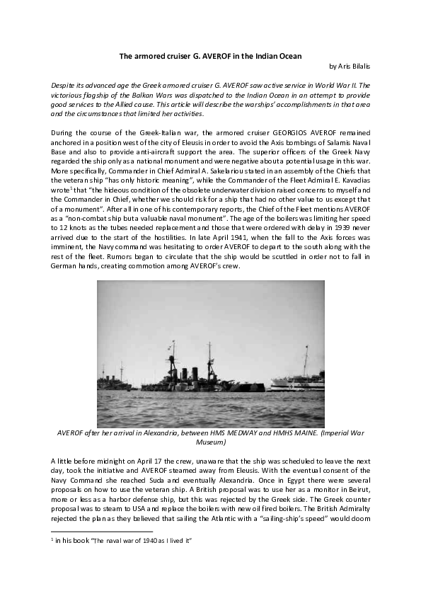 (PDF) The armored cruiser G. AVEROF in the Indian Ocean