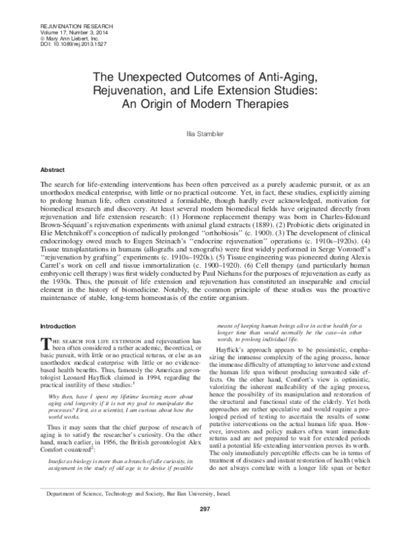 (PDF) The unexpected outcomes of anti-aging, rejuvenation and life ...