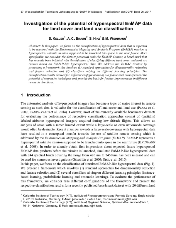 (PDF) Investigation of the potential of hyperspectral EnMAP data for ...