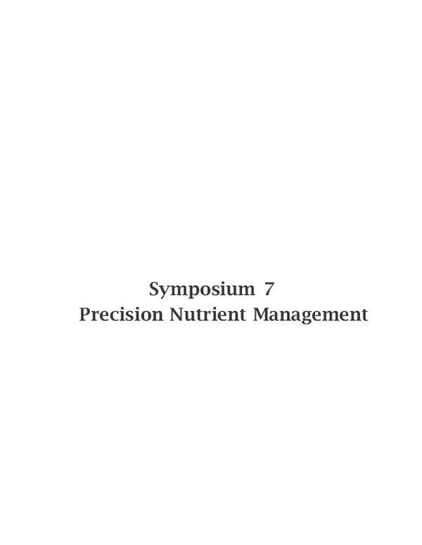 (PDF) Symposium 7 Precision Nutrient Management