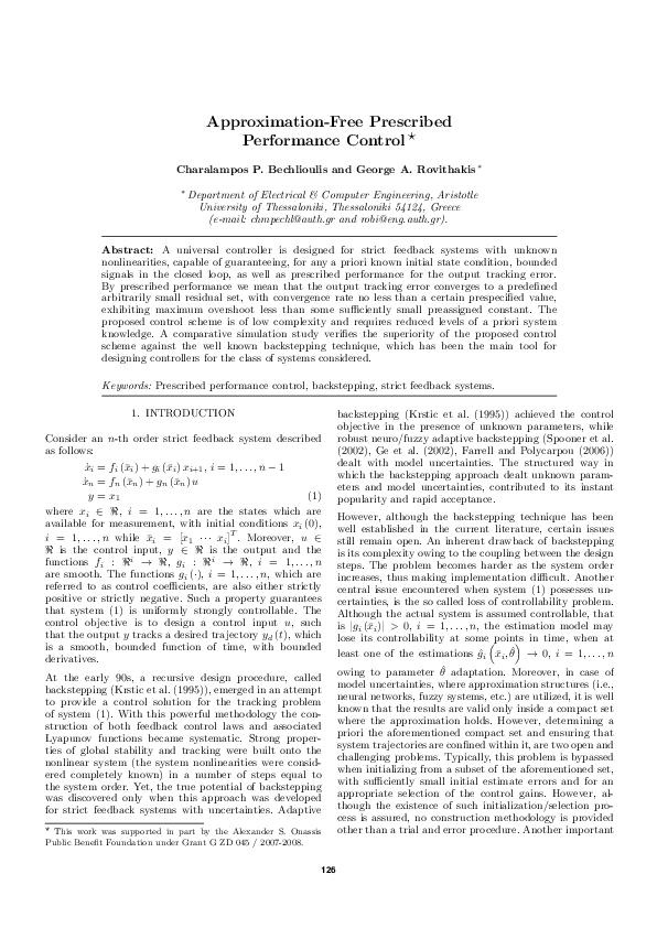 (PDF) An approximation-free prescribed performance controller for uncertain MIMO feedback ...