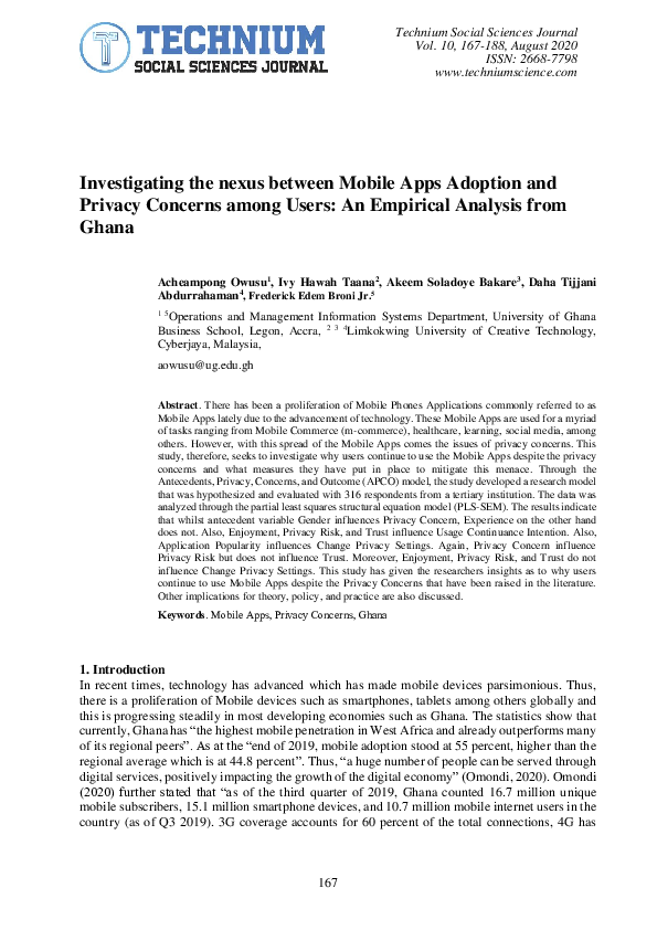 (PDF) Investigating the nexus between Mobile Apps Adoption and Privacy ...