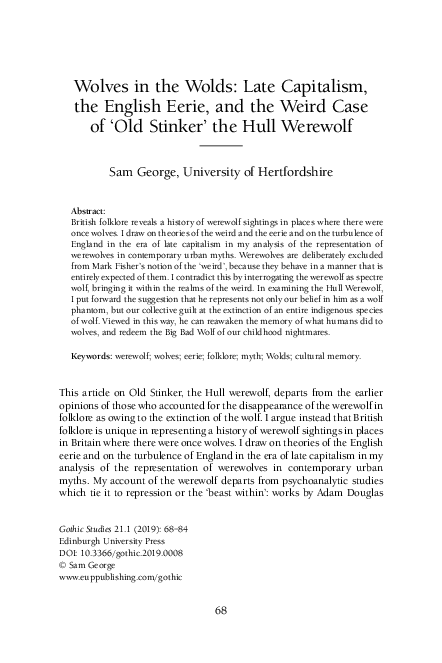 (PDF) Wolves in the Wolds: the English Eerie, and the Weird Case of ...