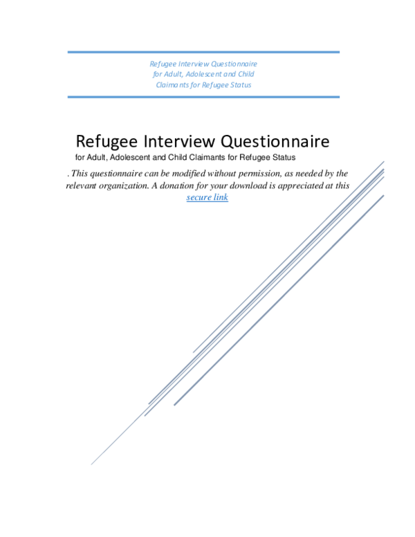 (PDF) Refugee Interview Questionnaire for Adult, Adolescent and Child ...