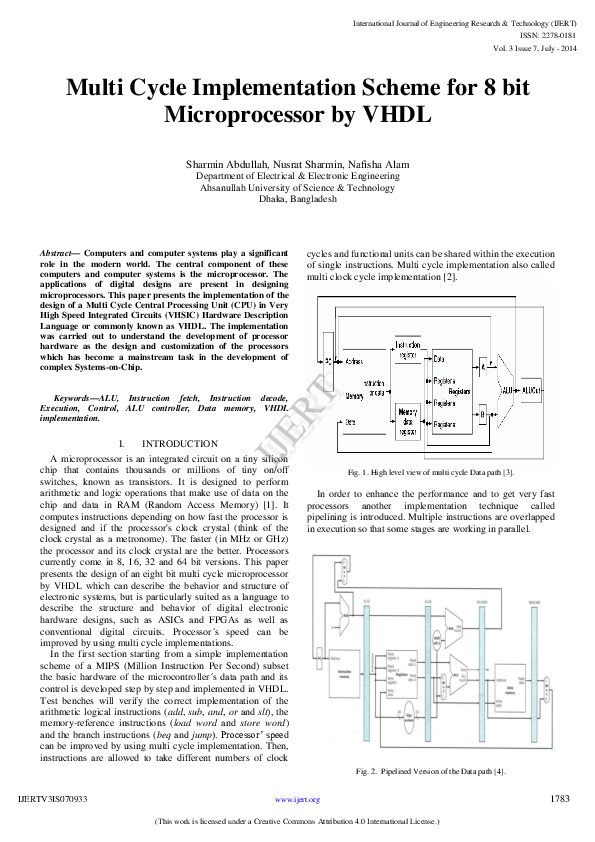 (PDF) IJERT-Multi Cycle Implementation Scheme for 8 bit Microprocessor by VHDL | IJERT Journal ...