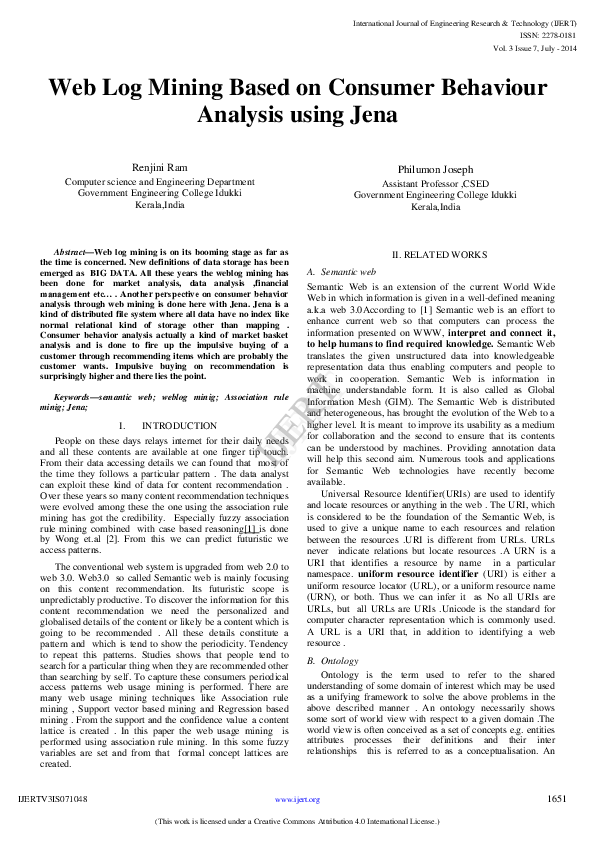 Pdf Ijert Web Log Mining Based On Consumer Behaviour Analysis Using Jena