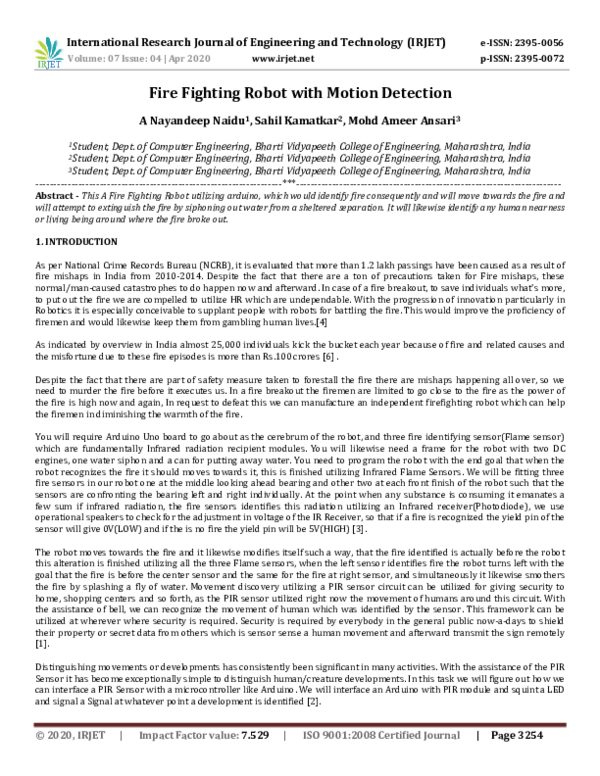 (PDF) IRJET- Fire Fighting Robot with Motion Detection