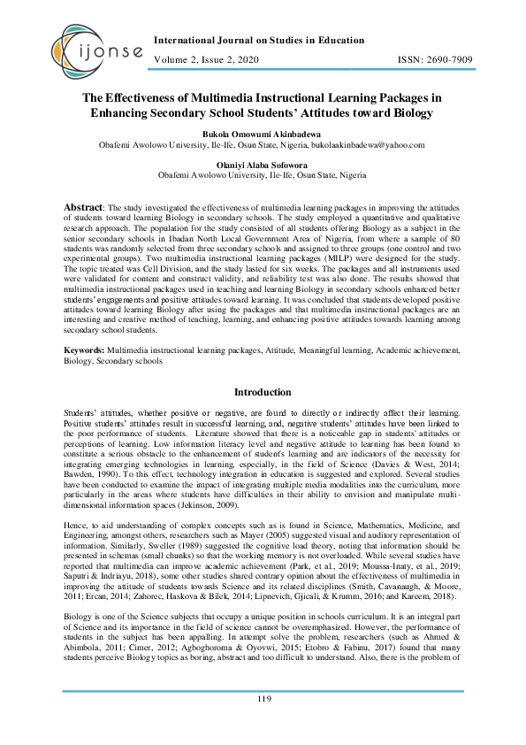 (PDF) The Effectiveness of Multimedia Instructional Learning Packages in Enhancing Secondary ...