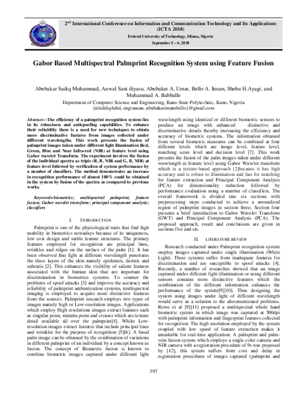 Pdf Gabor Based Multispectral Palmprint Recognition System Using Feature Fusion Muhammad