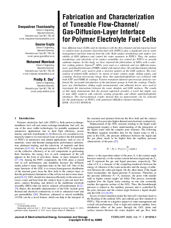 (PDF) Fabrication and Characterization of Tuneable Flow-Channel/ Gas-Diffusion-Layer Interface ...