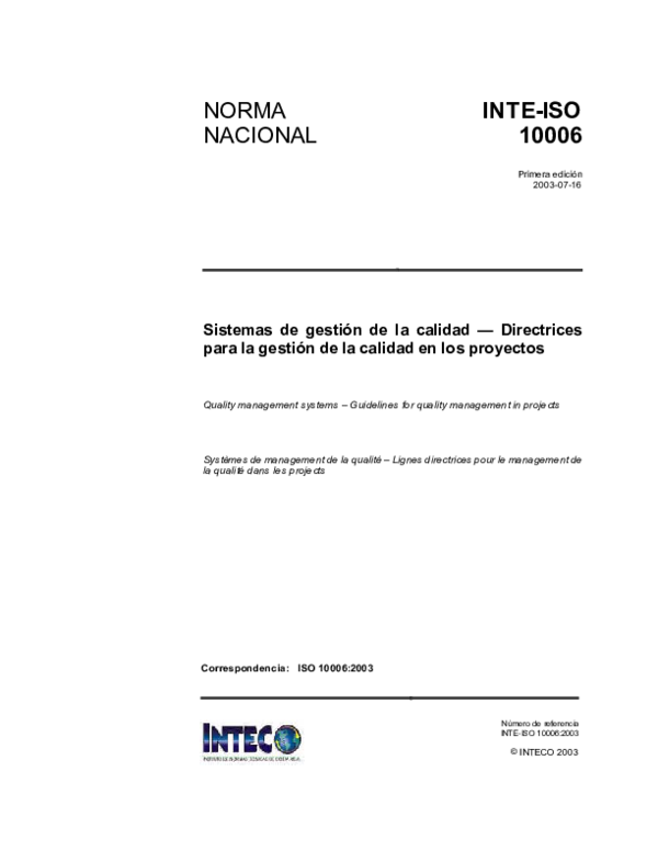 (PDF) ISO 10006 2003 DIRECTRICES GESTIÓN DE CALIDAD EN PROYECTOS