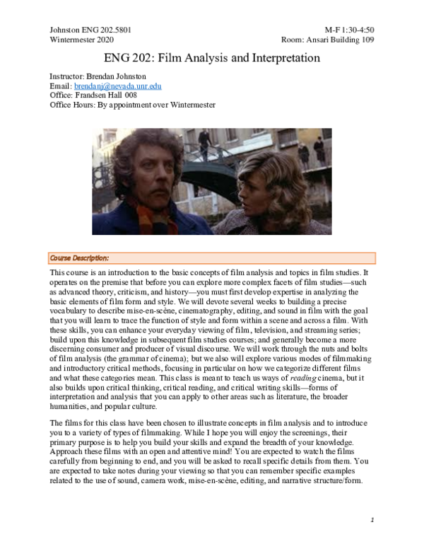 (PDF) ENG 202: Film Analysis and Interpretation
