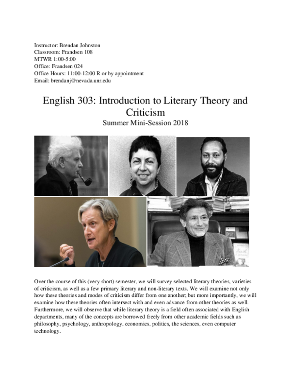 (PDF) English 303: Introduction to Literary Theory and Criticism