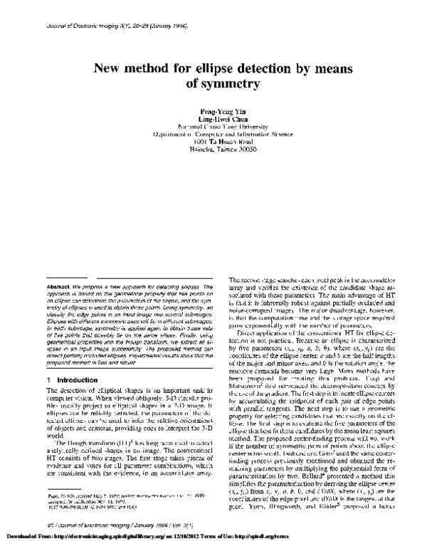 (PDF) New method for ellipse detection by means of symmetry