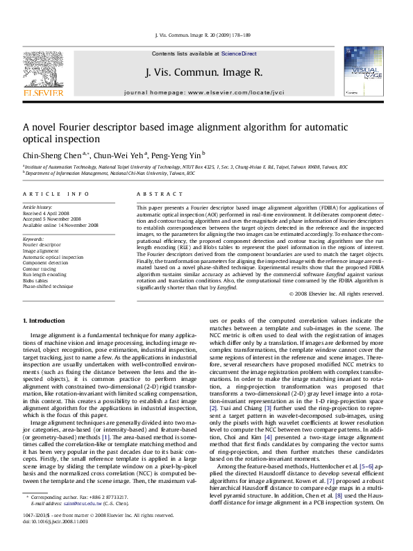 (PDF) A novel Fourier descriptor based image alignment algorithm for automatic optical inspection