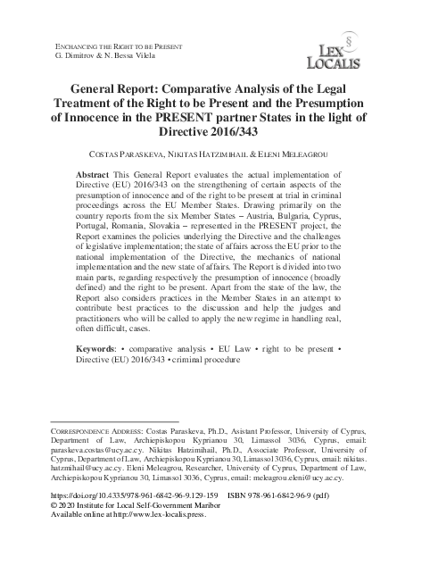 (PDF) ENCHANCING THE RIGHT TO BE PRESENT General Report: Comparative ...