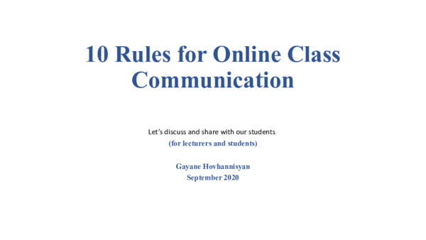 (PPT) Rules for Online Class Communication