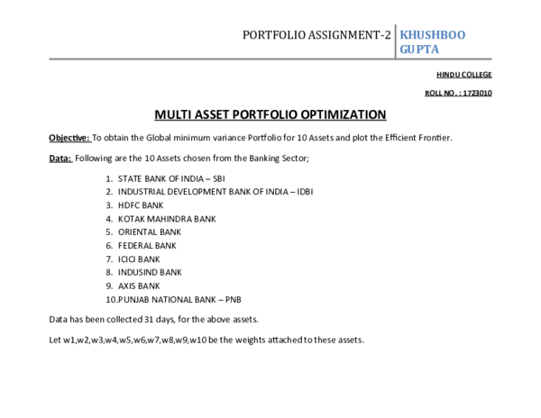 (DOC) MULTI ASSET PORTFOLIO OPTIMIZATION