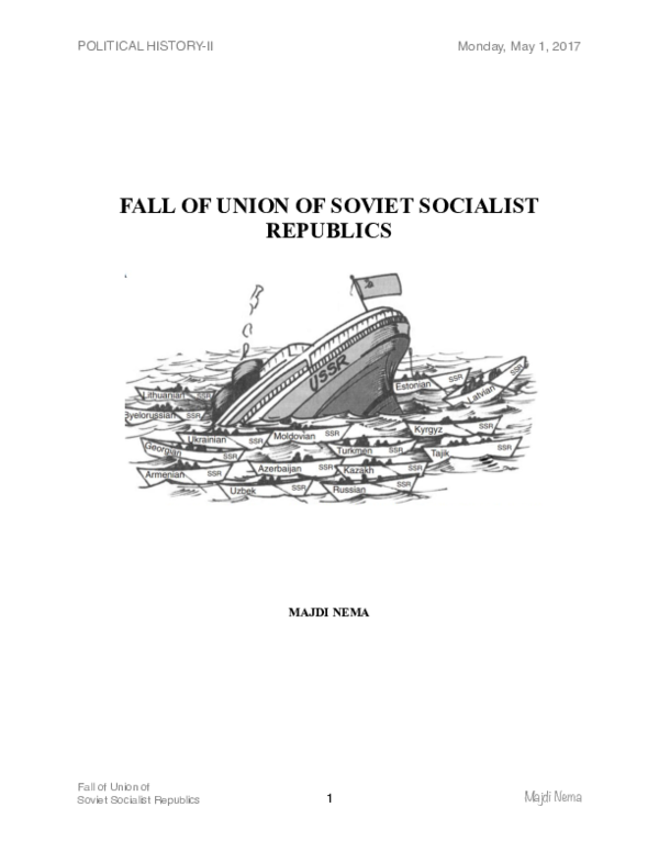 (PDF) POLITICAL HISTORY-II FALL OF UNION OF SOVIET SOCIALIST REPUBLICS