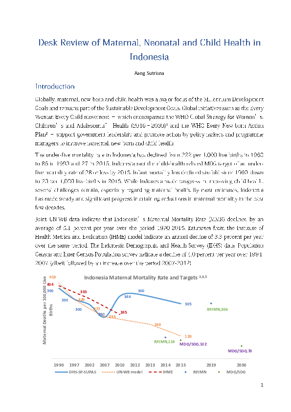 (PDF) Desk Review of Maternal, Neonatal and Child Health in Indonesia