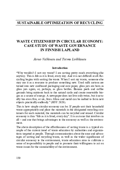 (PDF) WASTE CITIZENSHIP IN CIRCULAR ECONOMY: CASE STUDY OF WASTE ...